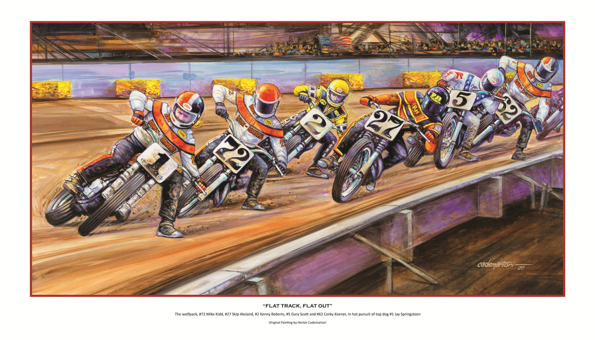 Flat Track-Flat Out- Poster – Hector Cademartori Motor Racing Art