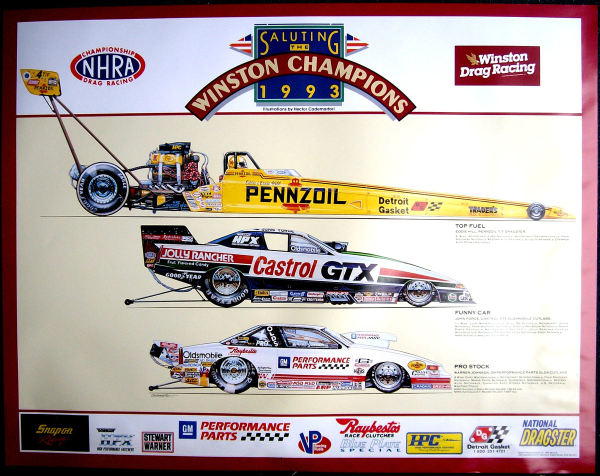 NHRA Champions Poster 1993 – Hector Cademartori Motor Racing Art